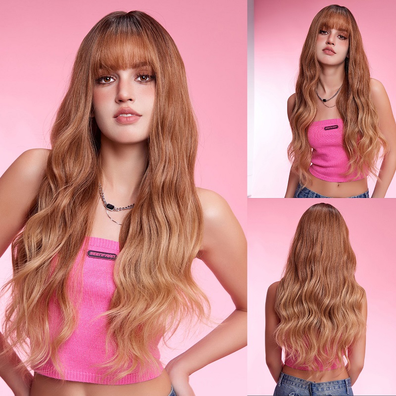 Light Brown Long Wavy Wig