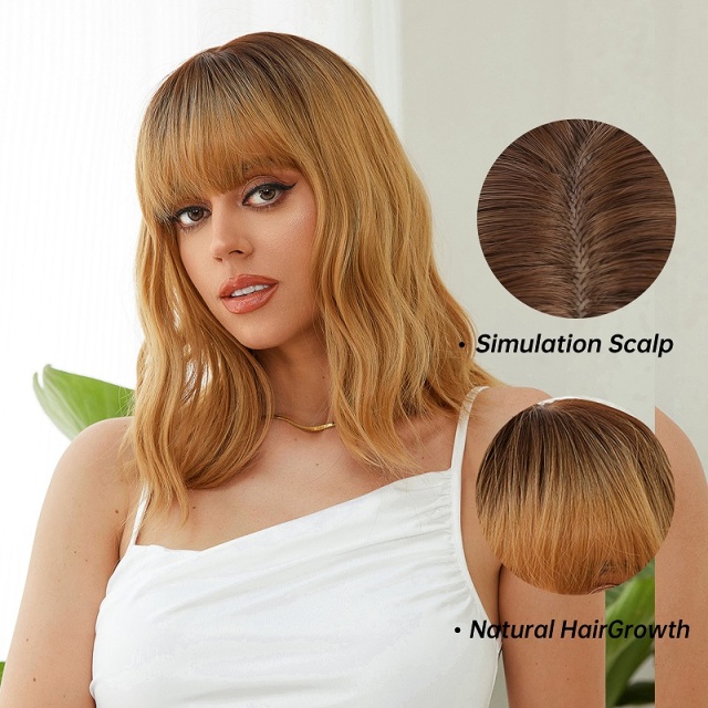 Golden Bobo Wig with Bangs