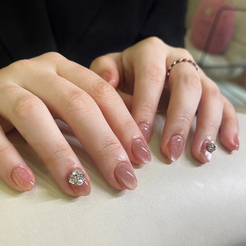 Pink Short Round False Nails