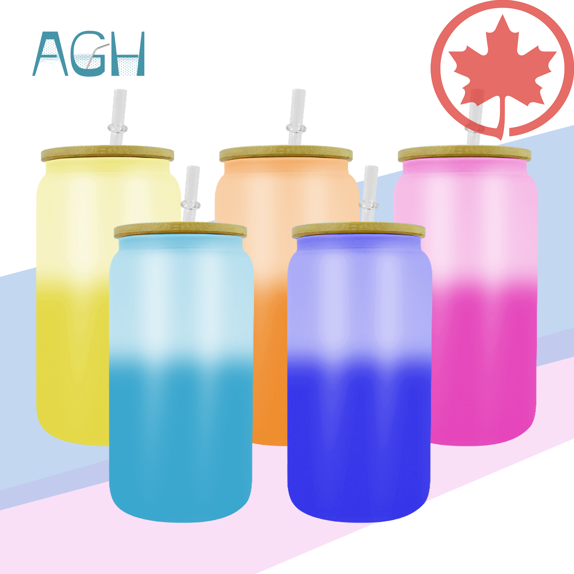 Canada warehouse 16oz cold color change sublimation glass jar with ...