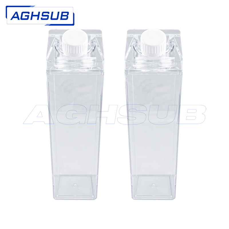500ml clear acrylic plastic square milk bottle