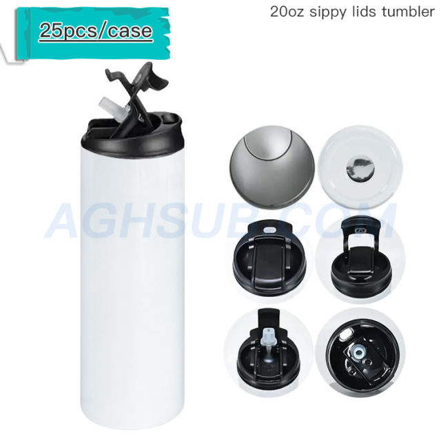 20oz 2 way drink lids sublimation tumbler