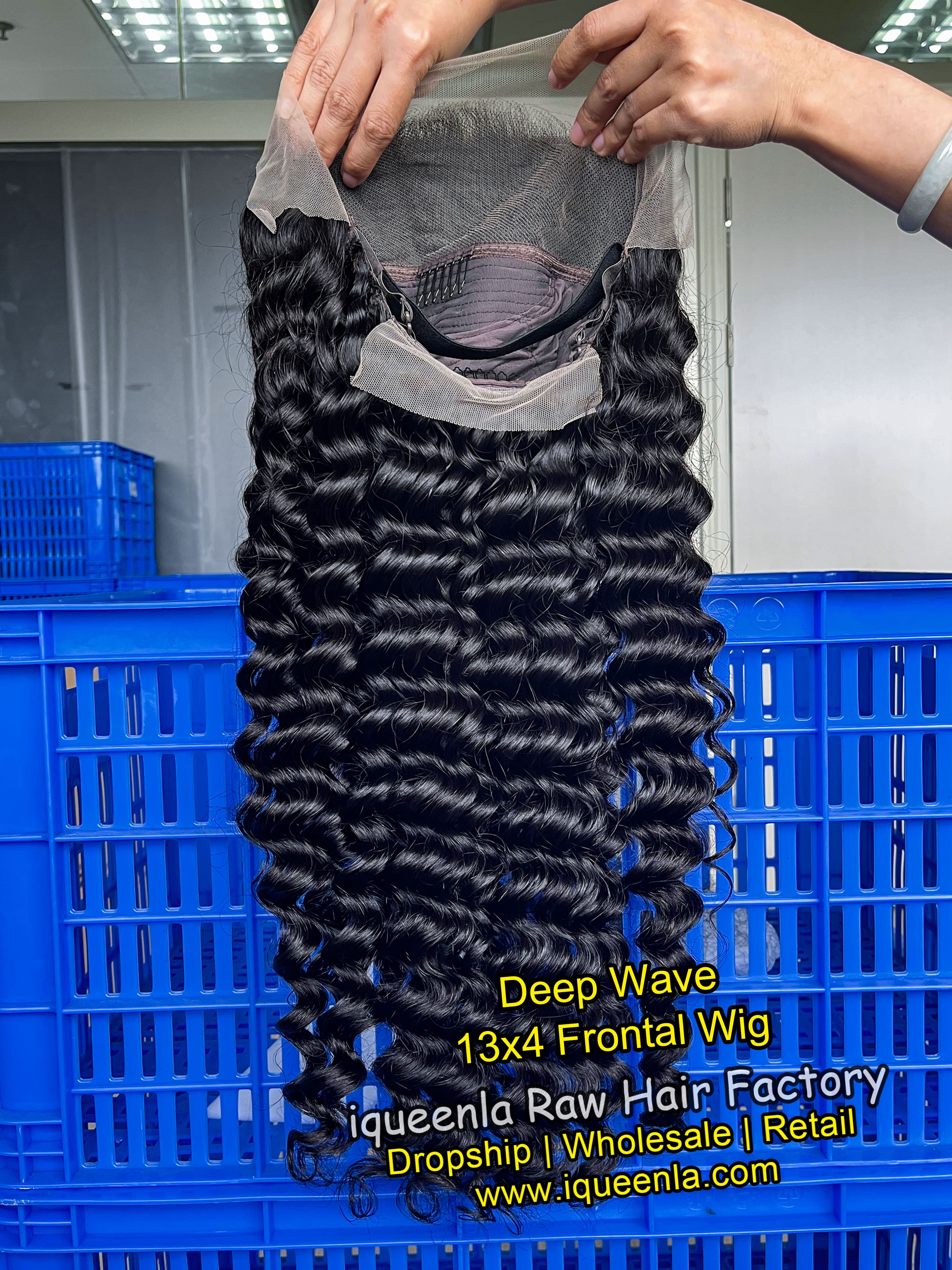 iqueenla Deep Wave 5x5/13x4/13x6 Transparent and HD Full Lace Pre-made Wig