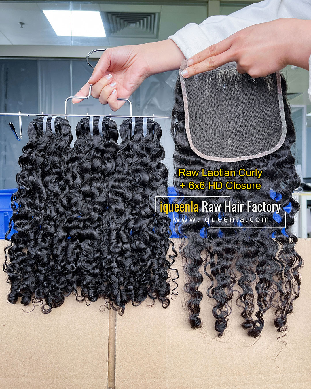 iqueenla 3 Bundles with Indian Curly 6x6 HD And Transparent Lace Closure