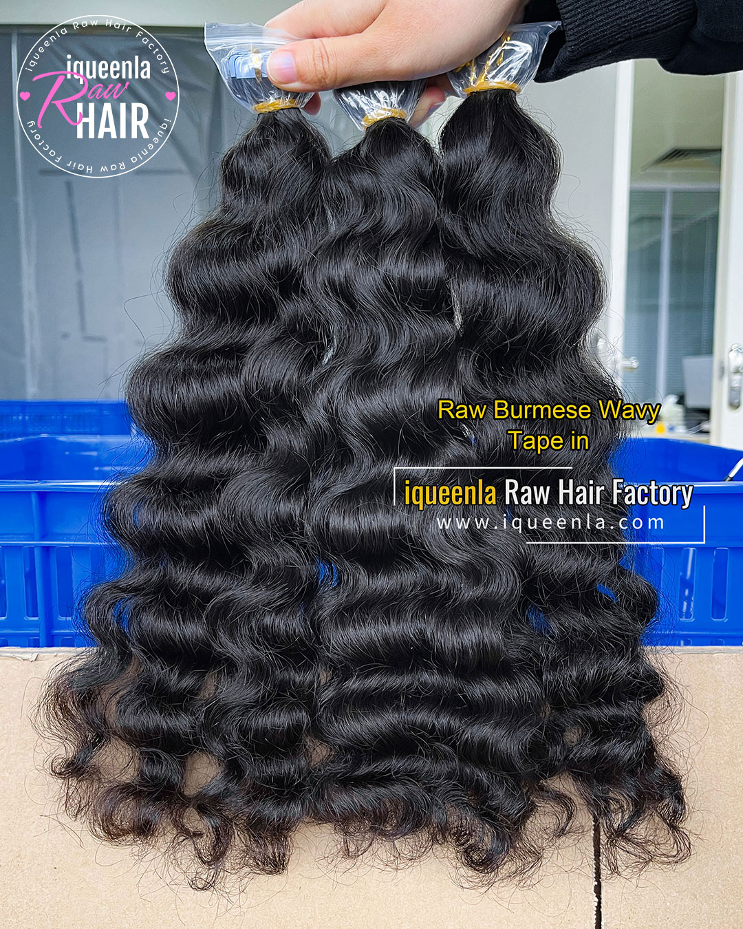 iqueenla Burmese Wavy Raw Tape In 1/3/4 Packs 20/60/80 Pcs Deal