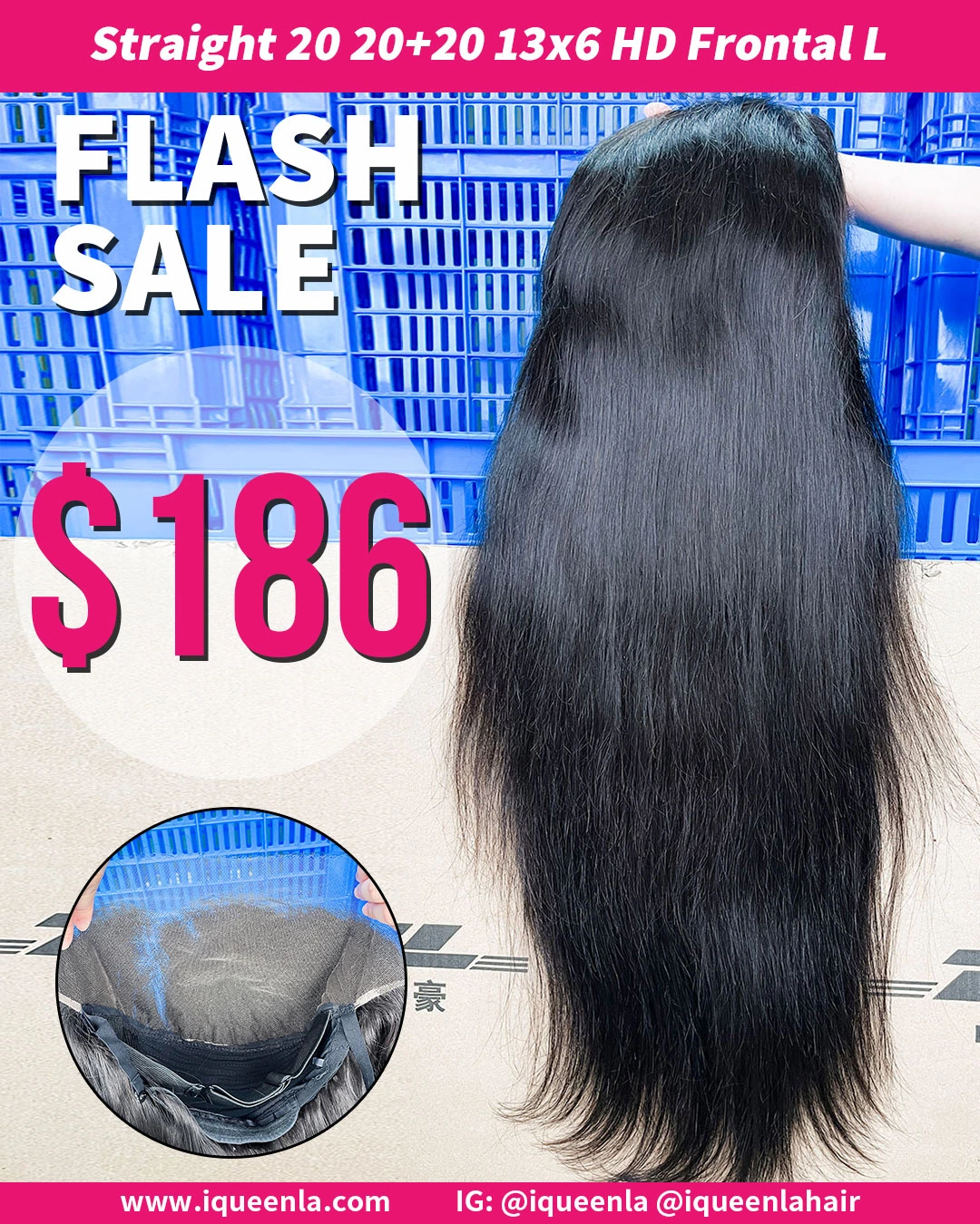 Iqueenla Straight 13x6 HD Lace Frontal Wig 20 Inches Black Friday Sale