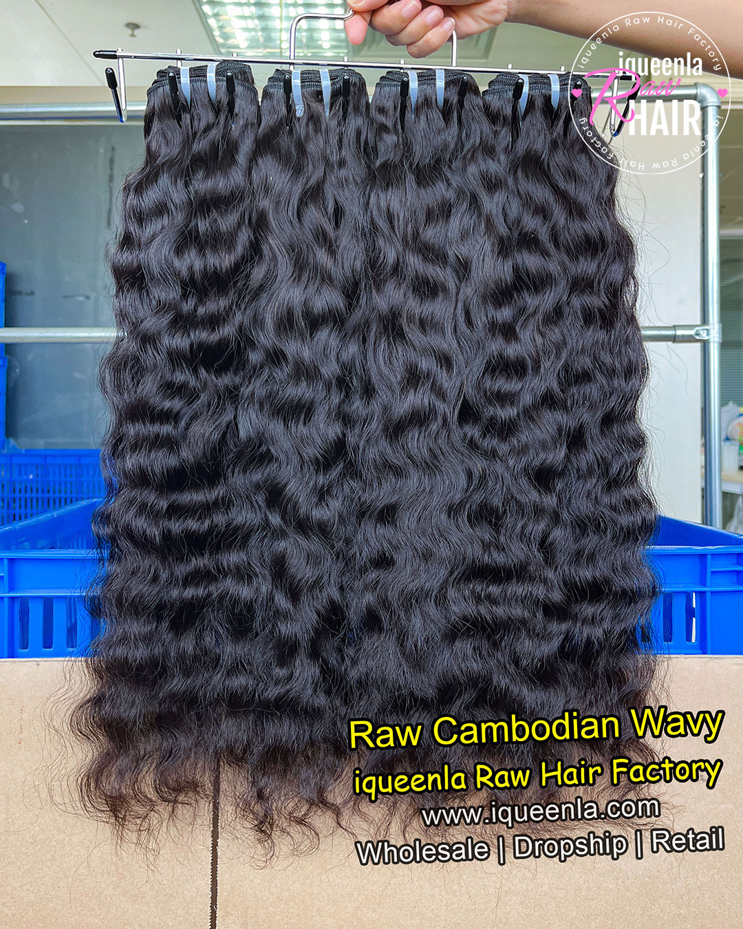 Iqueenla Raw Cambodian Wavy No Shedding 3-4 Hair Weaves Free Shipping