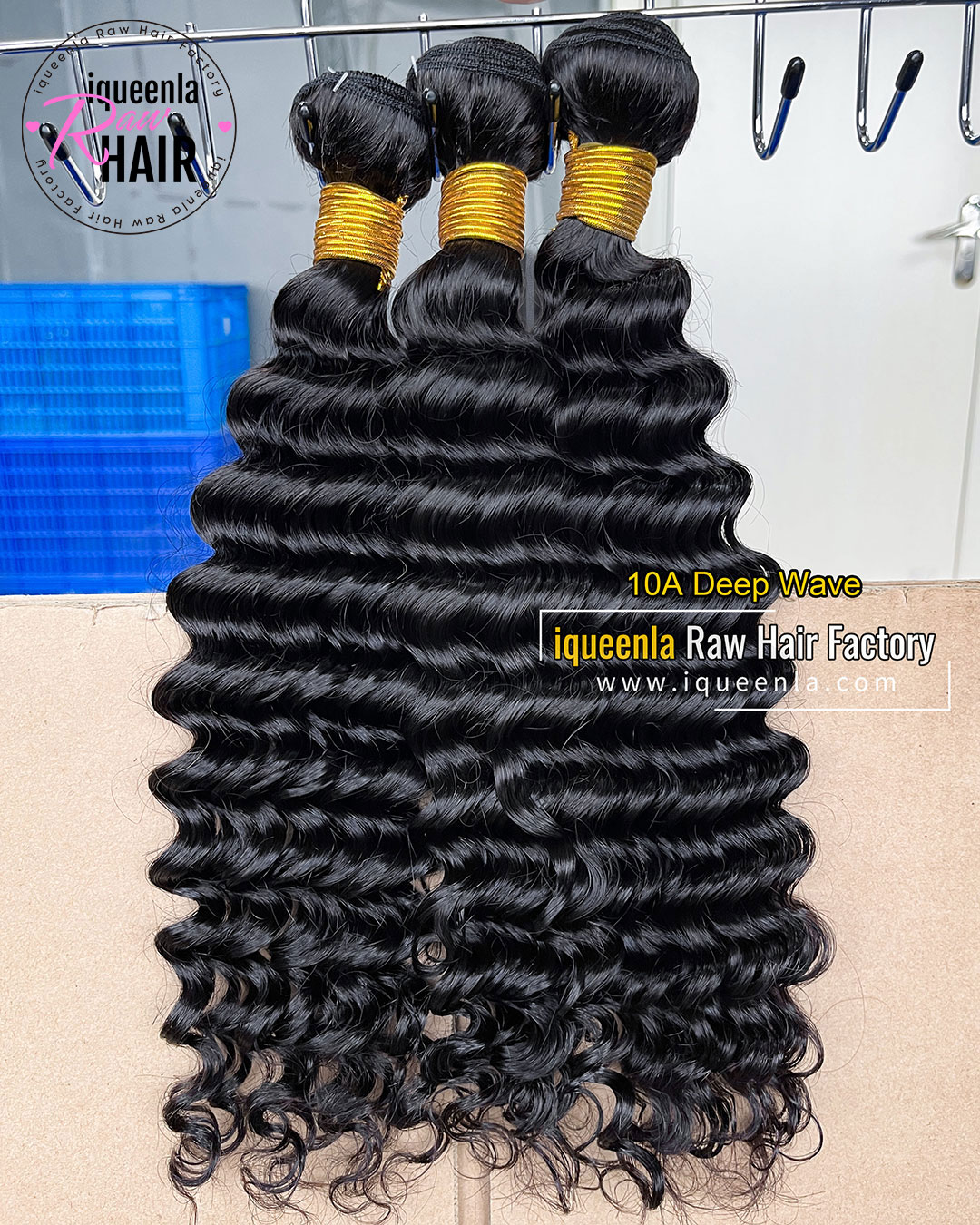 Iqueenla 10A Grade Unprocessed Deep Wave Human Bundles Free Shipping