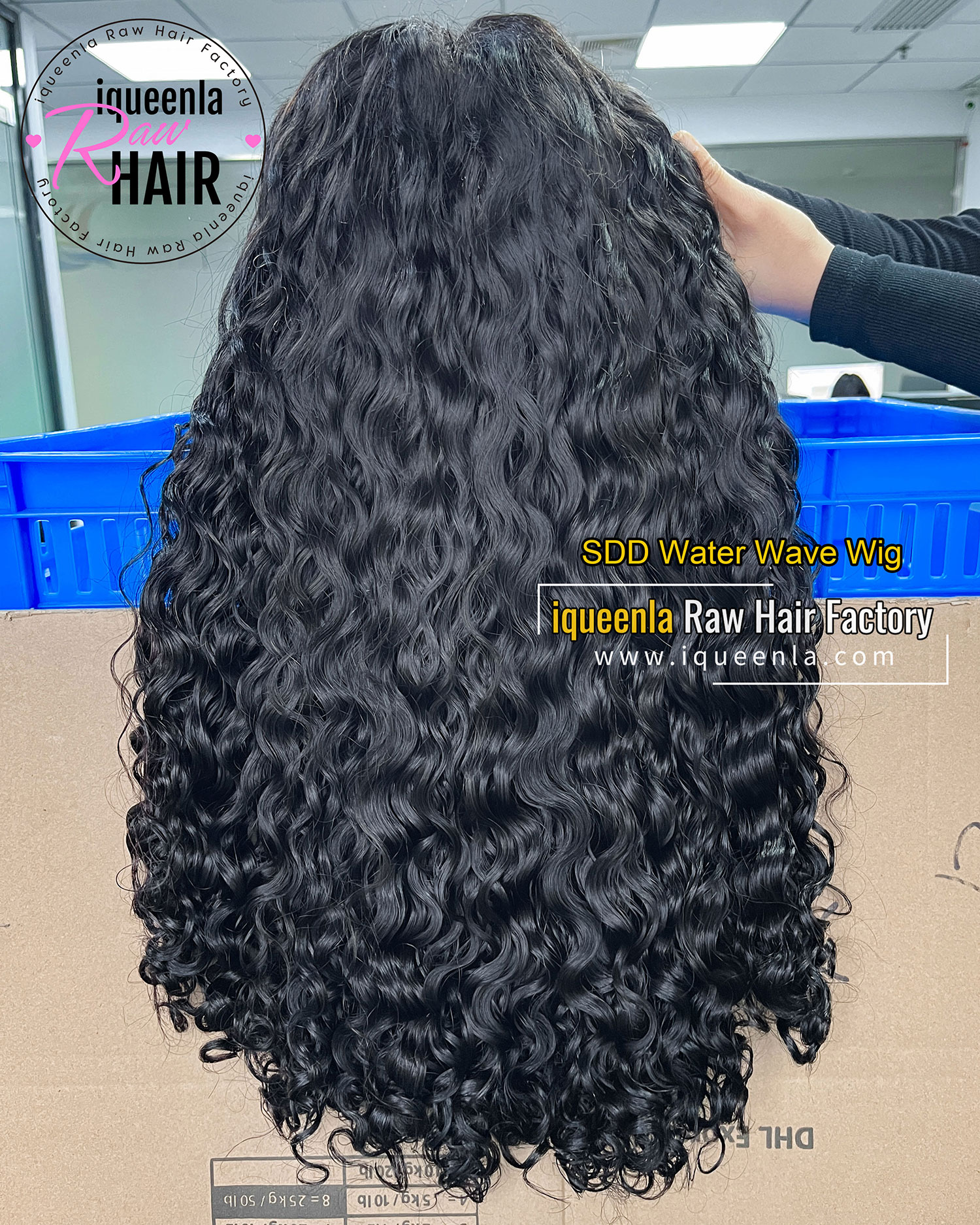 iqueenla Water Wave Super Double Drawn Transparent Lace Wig