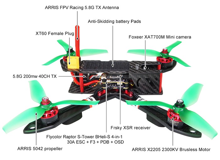 ARRIS X220 FPV Racing Drone RTF with Frsky Q X7 Radio,