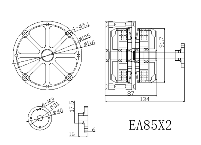 Eaglepower EA85X2 Coaxial Contra Rotating Brushless Motors