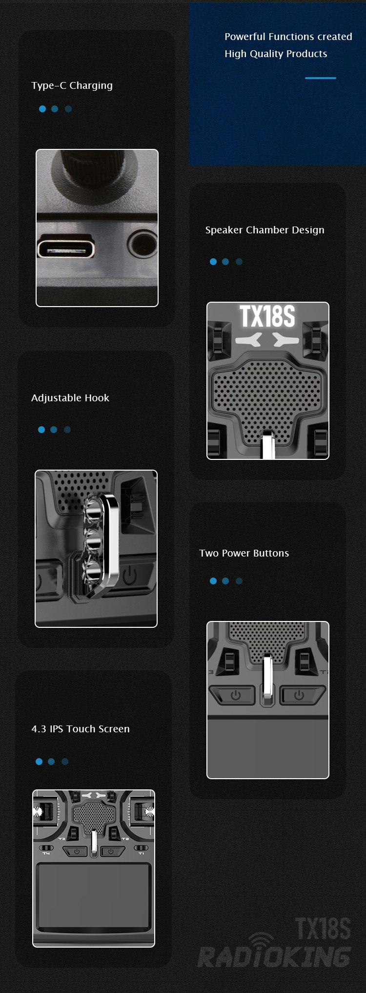 Radioking TX18S 2.4G Hall Sensor Gimbal OpenTX Remote Controller Type-C ...