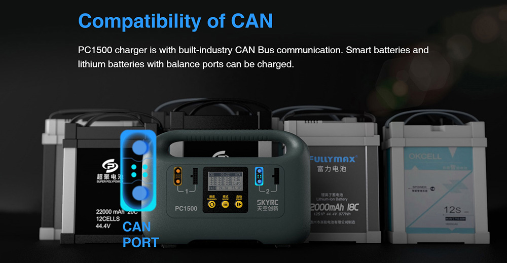 SKYRC PC1500 25A Dual Channel 12S 14S 1500W Charger for Smart Battery ...