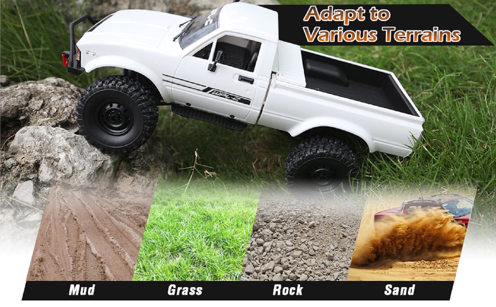 WPL C24-1 1:16 2.4G 4WD Off-Road RC Truck Military Car Crawler with ...
