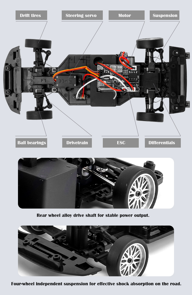 LDRC LD1899 GTR 1/18 Scale High Speed RC Drift Car RTR