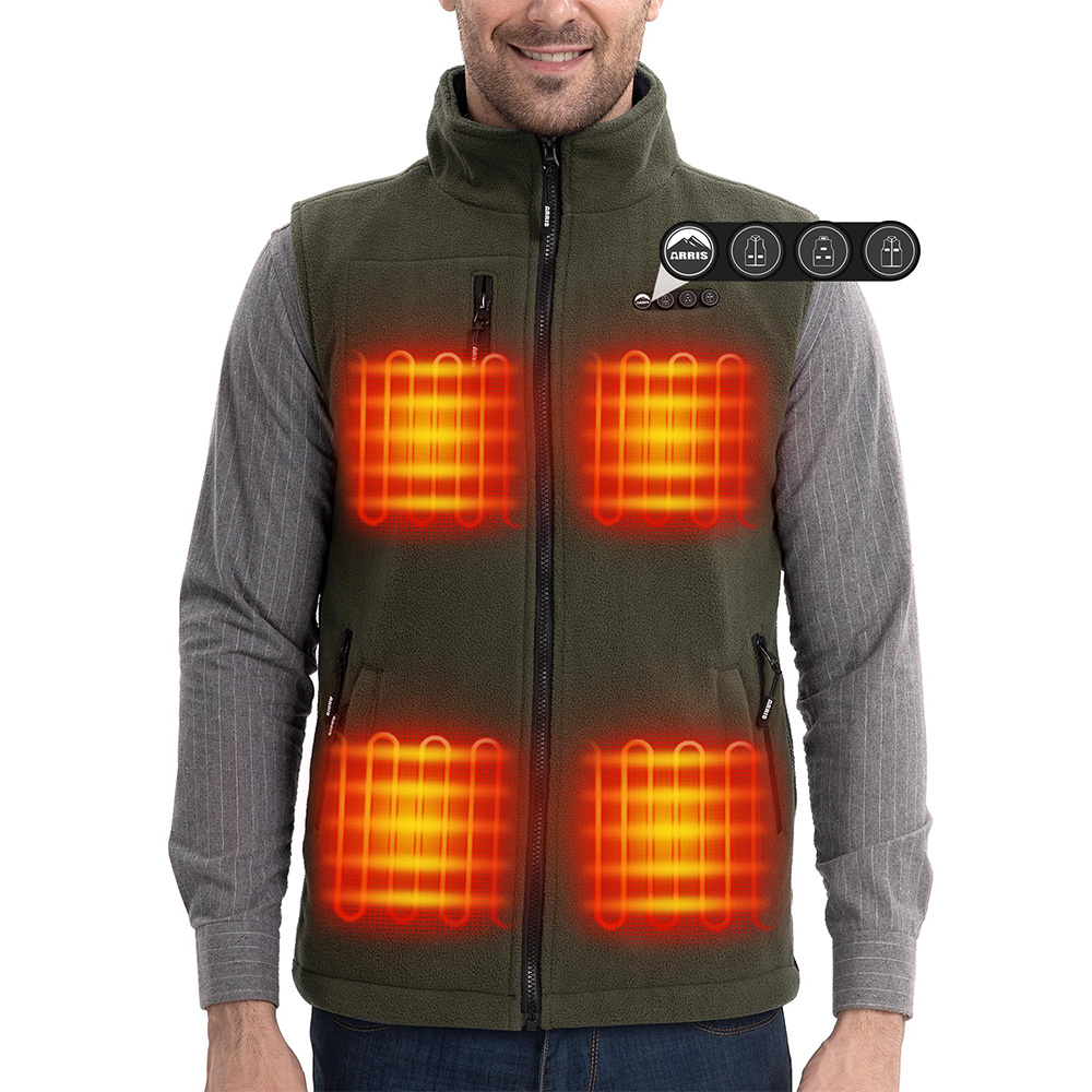ARRIS Fleece Heated Vest for Men with Battery Pack Included, Size ...