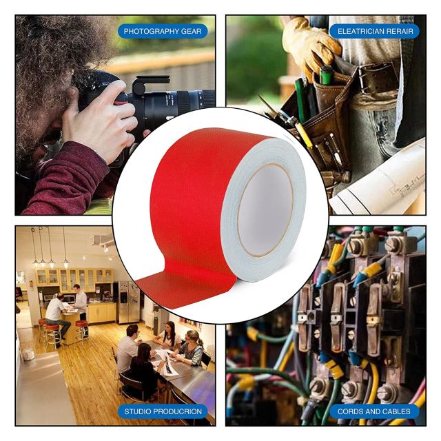 EDSRDRUS Gaffer Tape - 1/2 Inch Matte Red Gaffer Tape, Non-Reflective ...