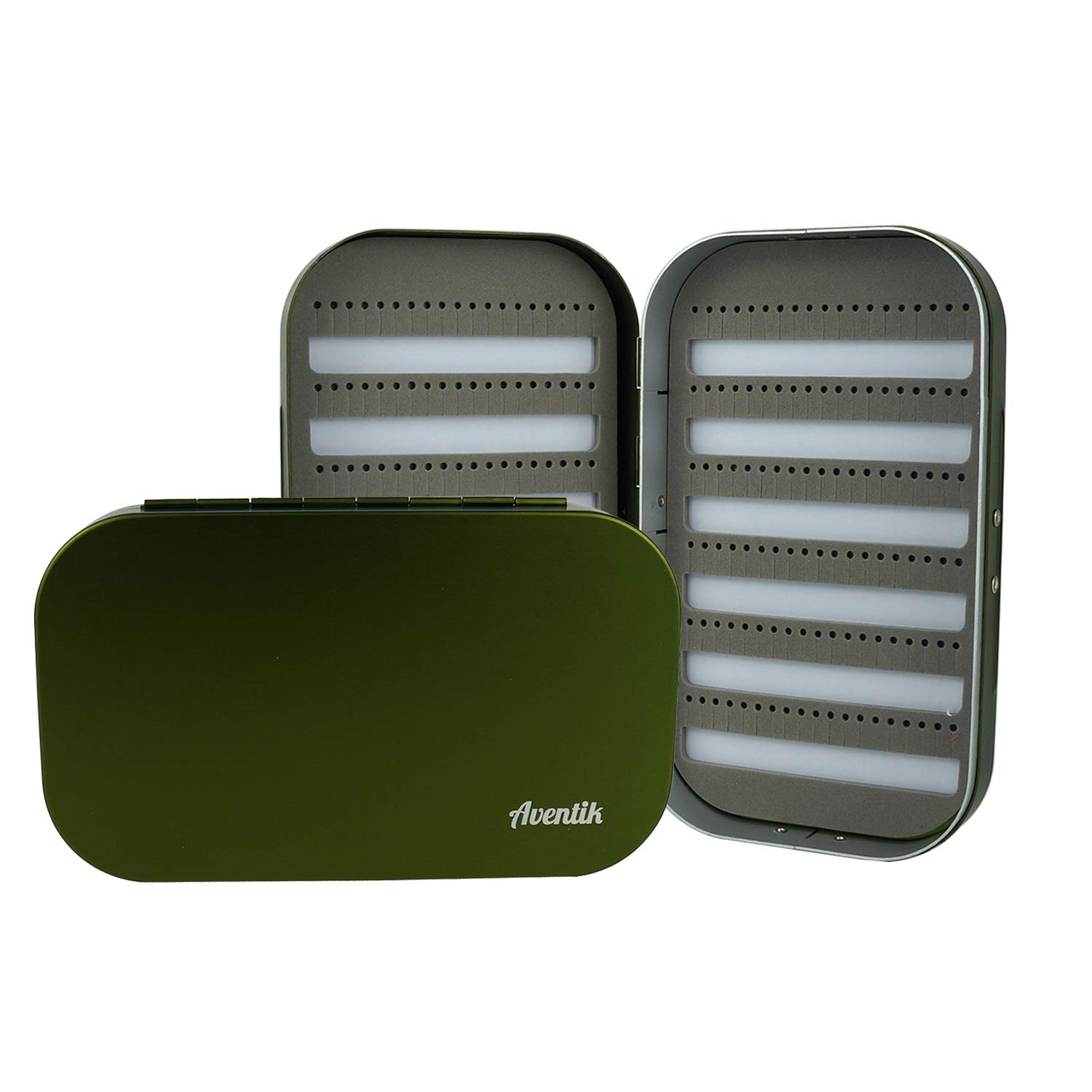 Aventik Aluminum Fly Fishing Box Slit Foam with Compartments/Easy Grip ...