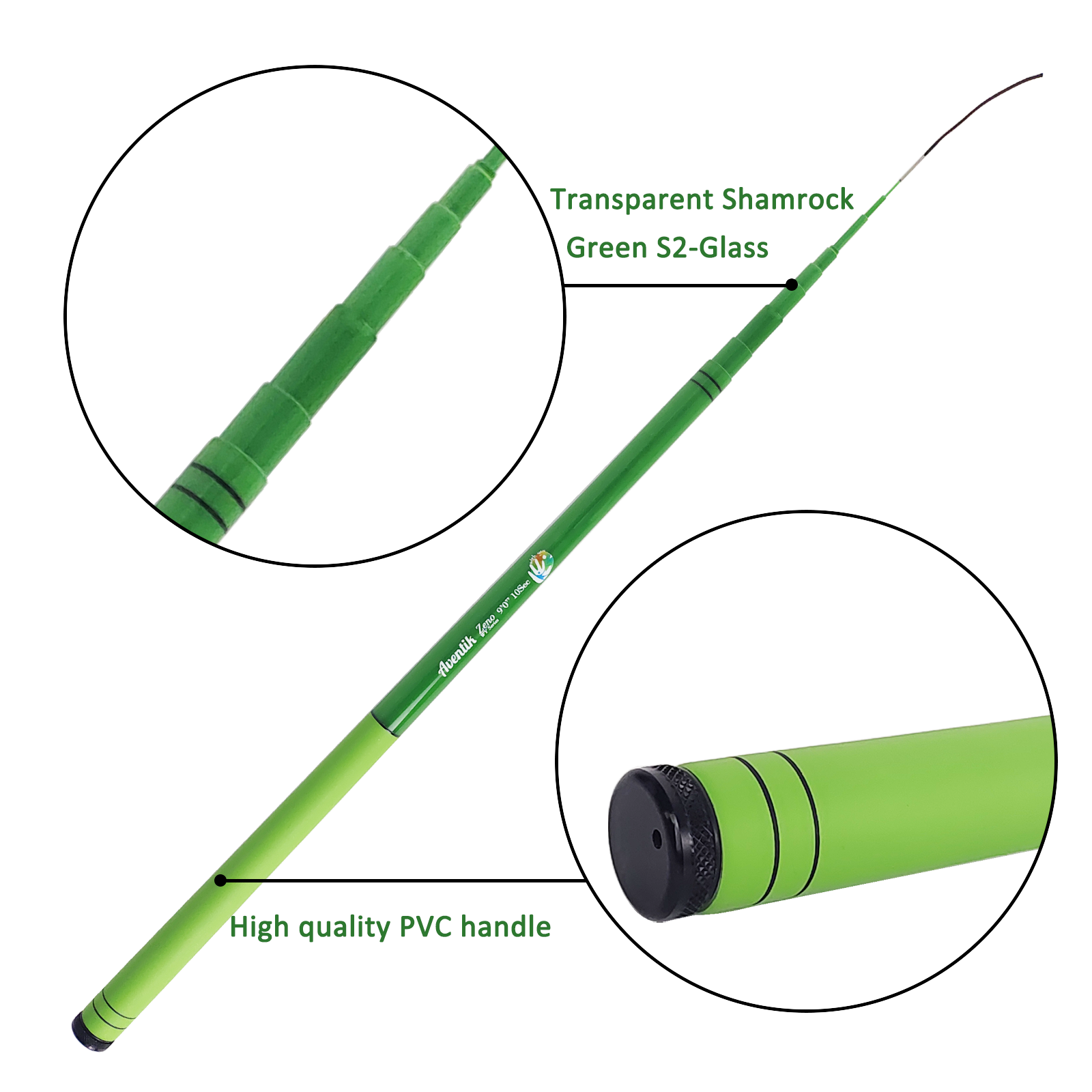 Aventik Zeno S2-Glass Tenkara Rod with 2 Extra Rod Sections 10 Sec in ...