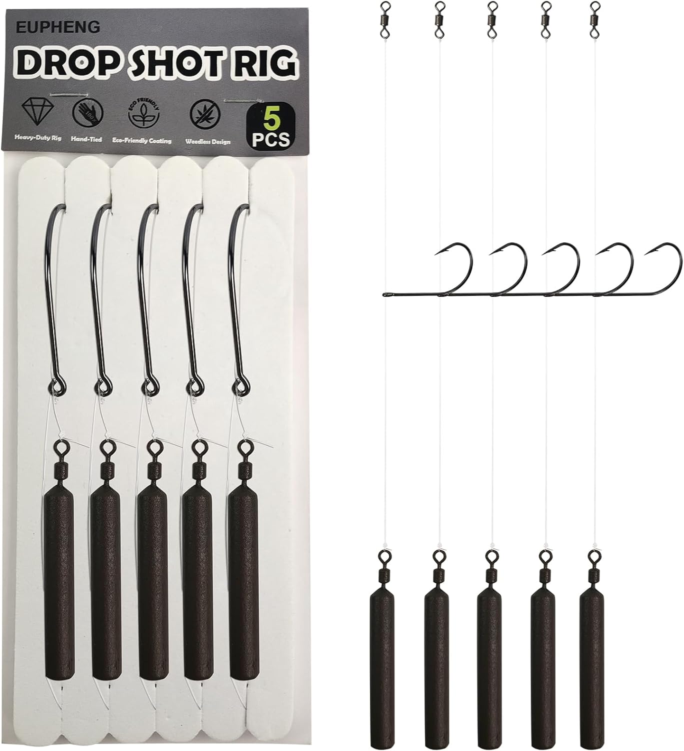 Drop Shot Rigs for Bass Fishing, Ready Rig Kit with Barrel Swivel Drop ...