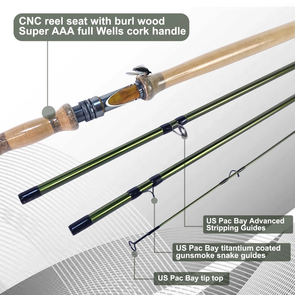 Aventik 11'6'' 4sec Double Hand Switch Fly Rod with Extra Tip - Fast Action