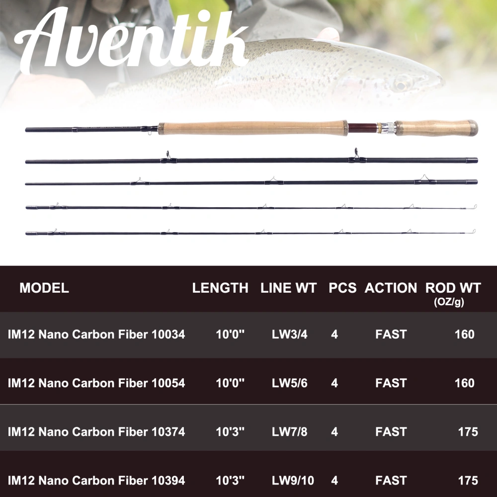 Aventik All Times IM12 Nano Carbon Fiber Short Switch Fly Rods Fast ...