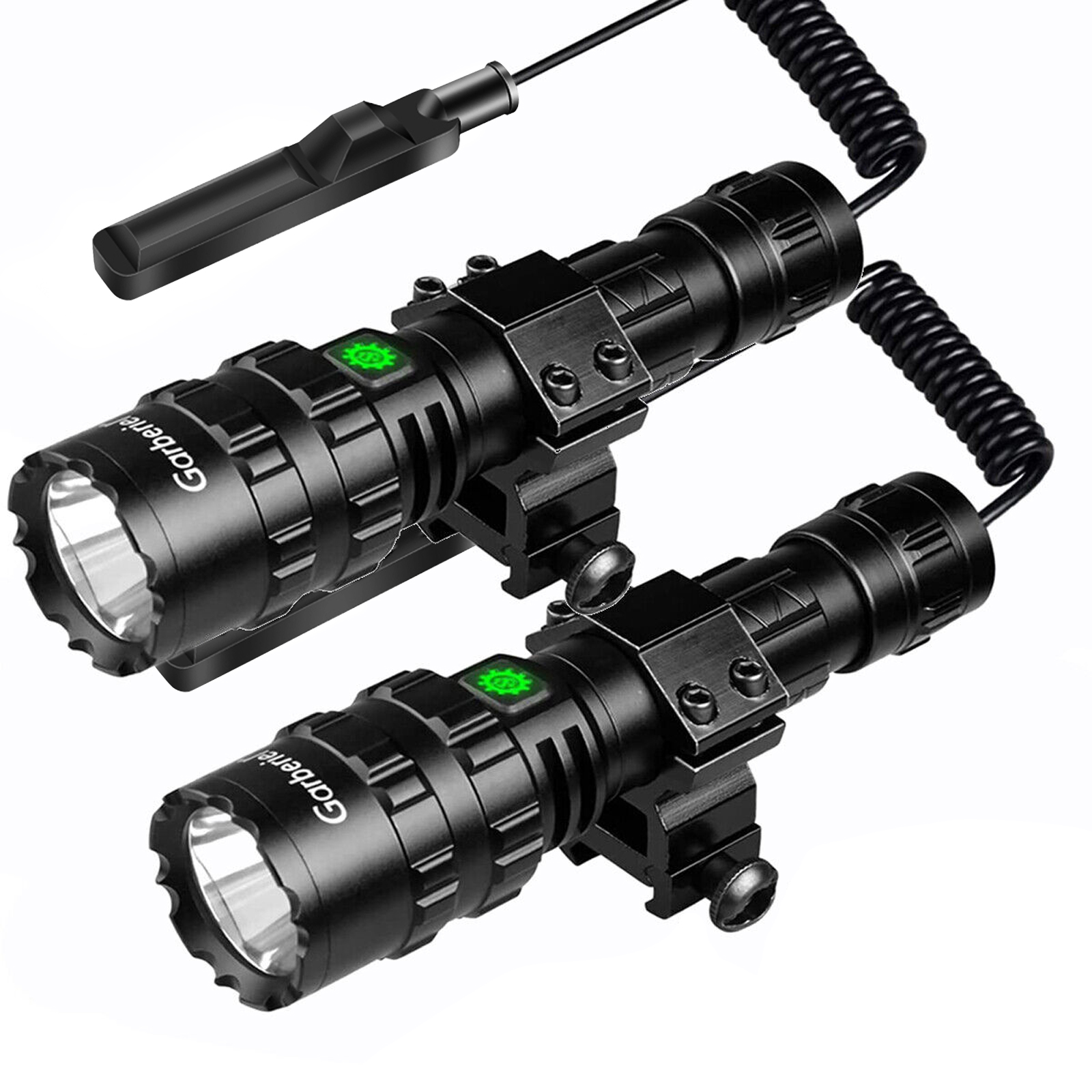2 Pack Garberiel LED Tactical Flashlight Remote Switch & Battery Included
