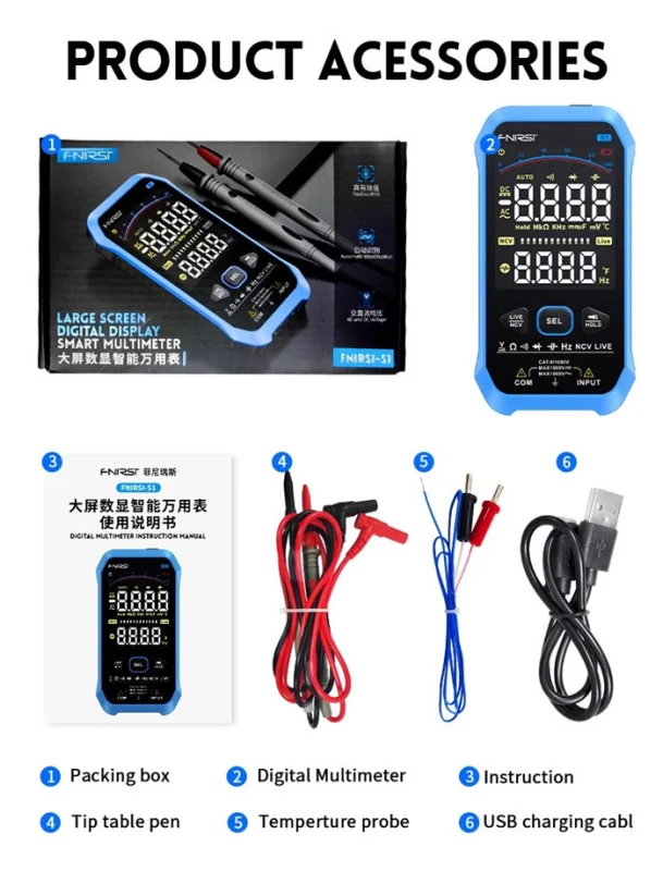 FNIRSI S1 Digital High Precision Portable Multimeter
