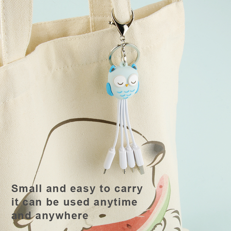 Beanlieve Blue Owl 3 In 1 Charging Cable and USB Cable