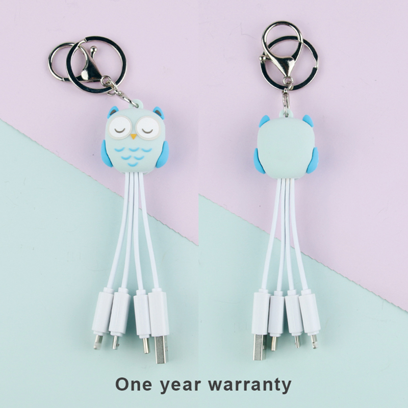 Beanlieve Blue Owl 3 In 1 Charging Cable and USB Cable