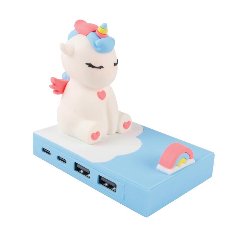 Lovely Unicorn USB & USB C HUB with Phone Holder,Fun USB HUB