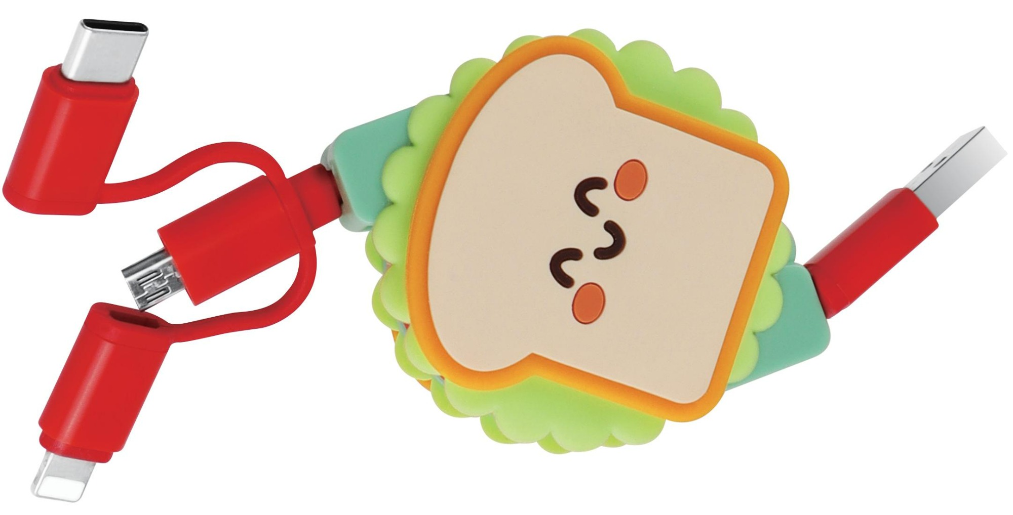 Cute Toast 3 In 1 Retractable Charging Cable,Retractable Cable