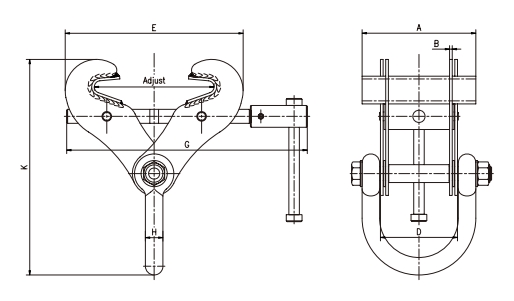 Beam Clamp with Large Shackle, Adjustable Beam Clamp