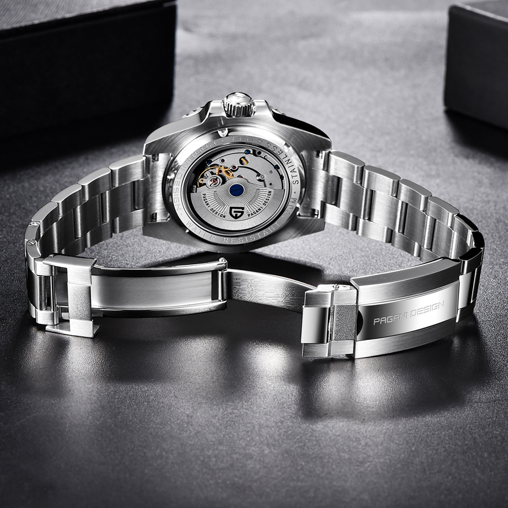 PAGANI DESIGN PD-1662 Men's Watches Automatic GMT Mechanical Stainless Steel Waterproof Wrist ...