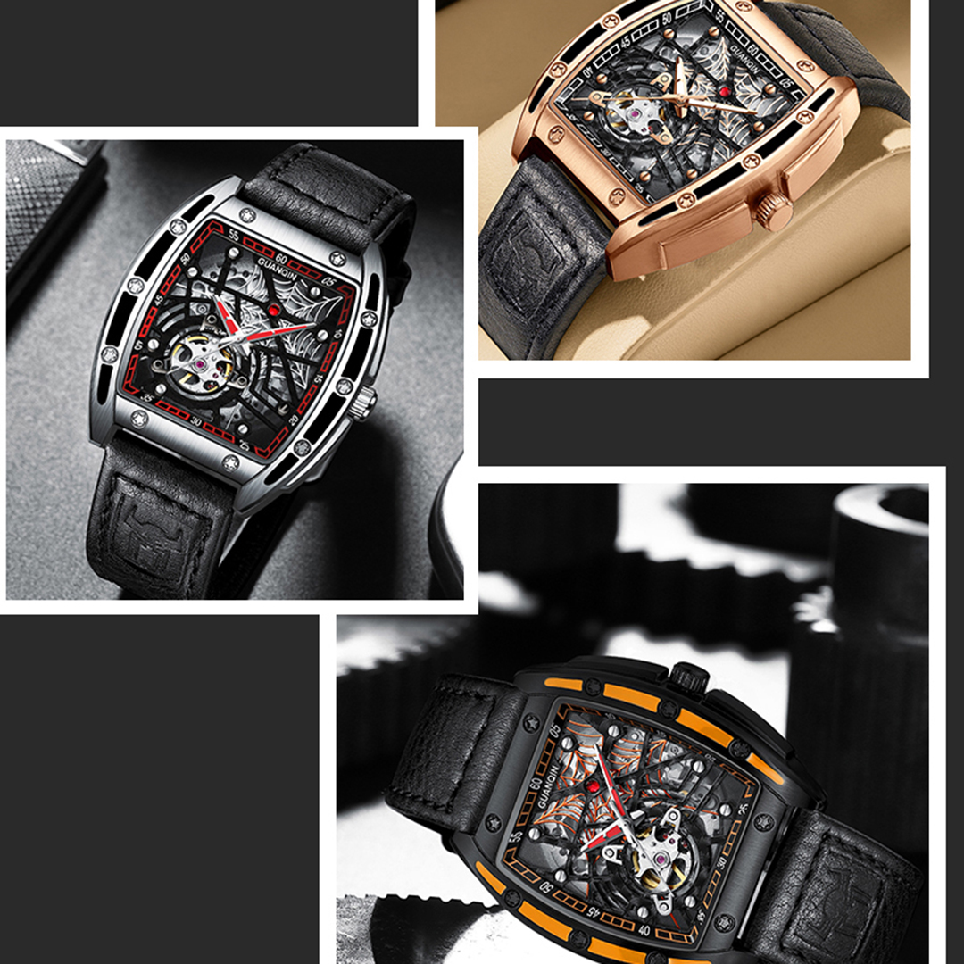 GUANQIN Men's Automatic Watches GQ16203 Rectangle Stainless Steel ...