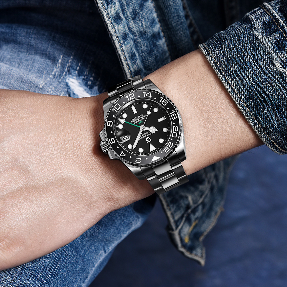 PAGANI DESIGN PD-1662 Men's Watches Automatic NH34 GMT New Stainless Steel Mechanical Waterproof ...