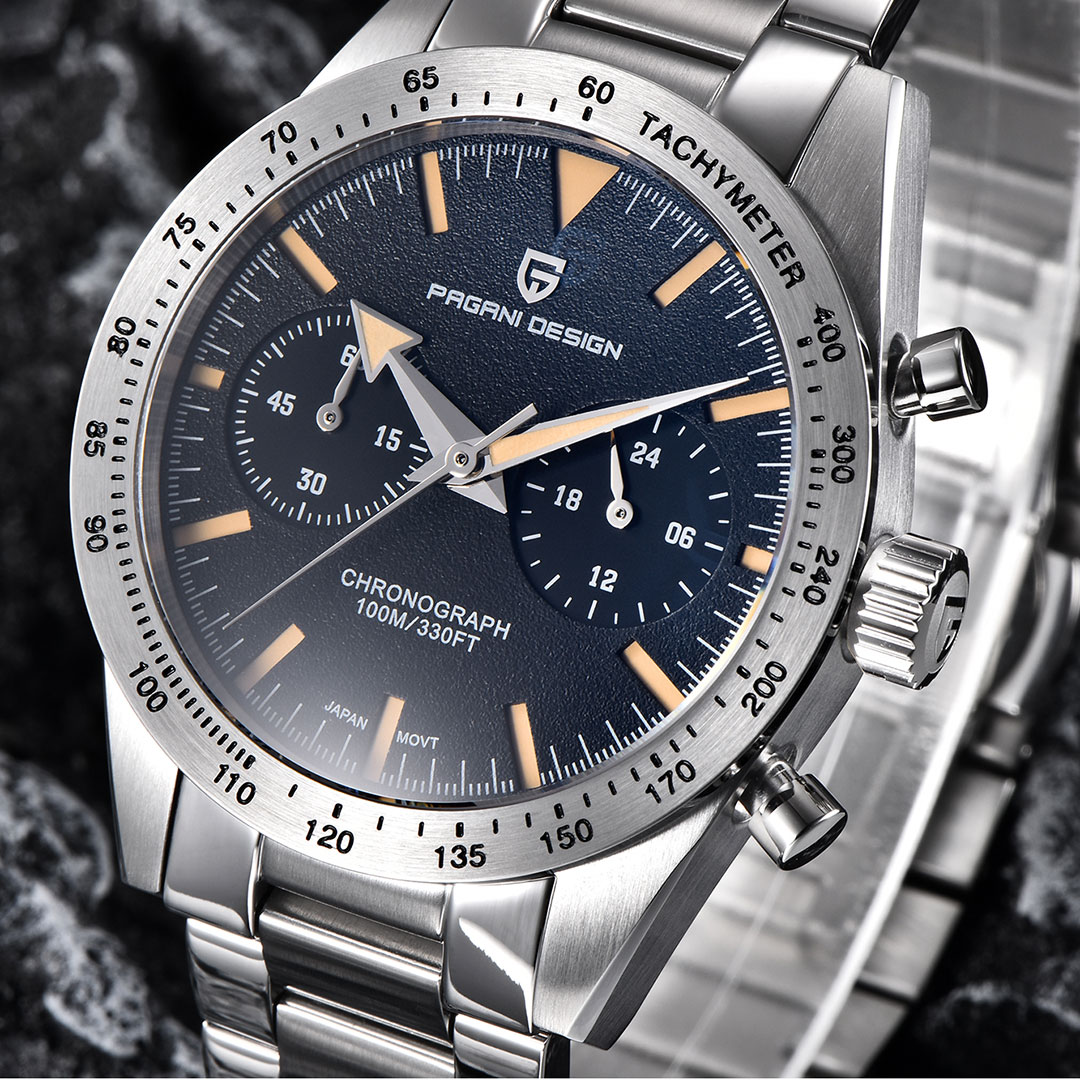 PAGANI DESIGN PD-1766 Men's Chronograph Quartz Watches 40mm Stainless Steel Waterproof Sports ...