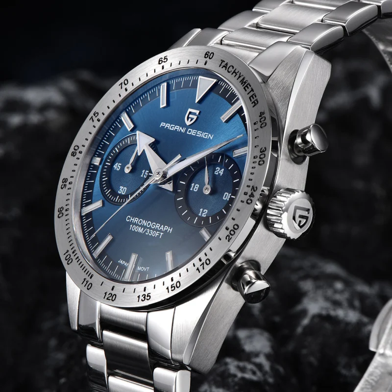 PAGANI DESIGN PD-1766 Men's Chronograph Quartz Watches 40mm Stainless Steel Waterproof Sports ...