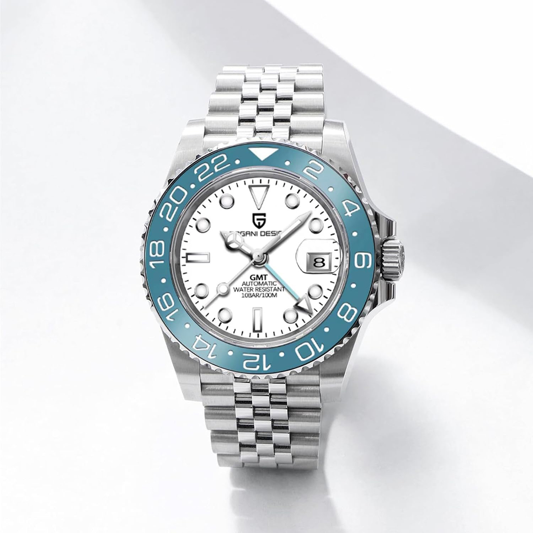 PAGANI DESIGN PD-1662 Men's Watches Automatic GMT Mechanical Stainless Steel Waterproof Wrist ...