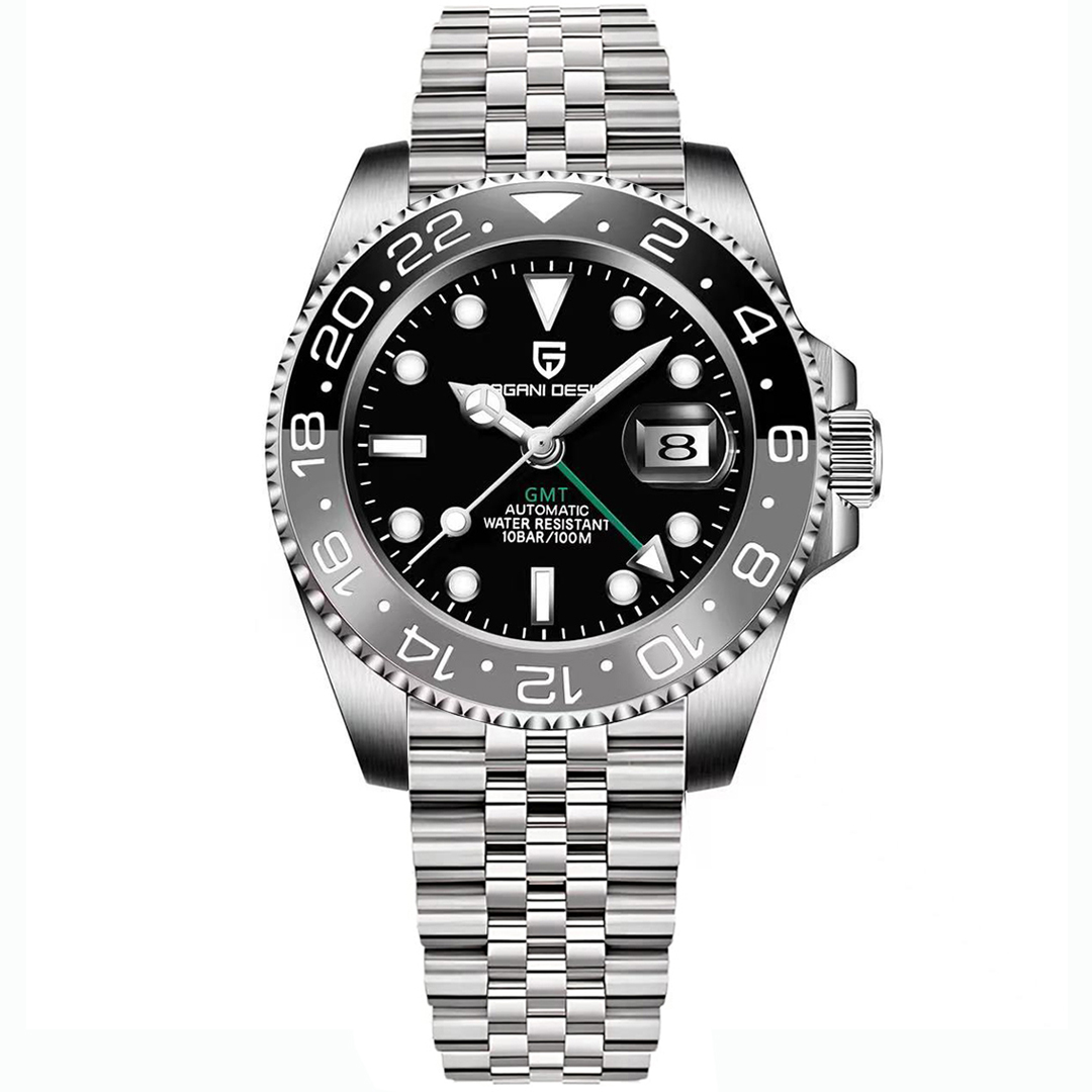 PAGANI DESIGN PD-1662 Men's Watches Automatic GMT Mechanical Stainless Steel Waterproof Wrist ...