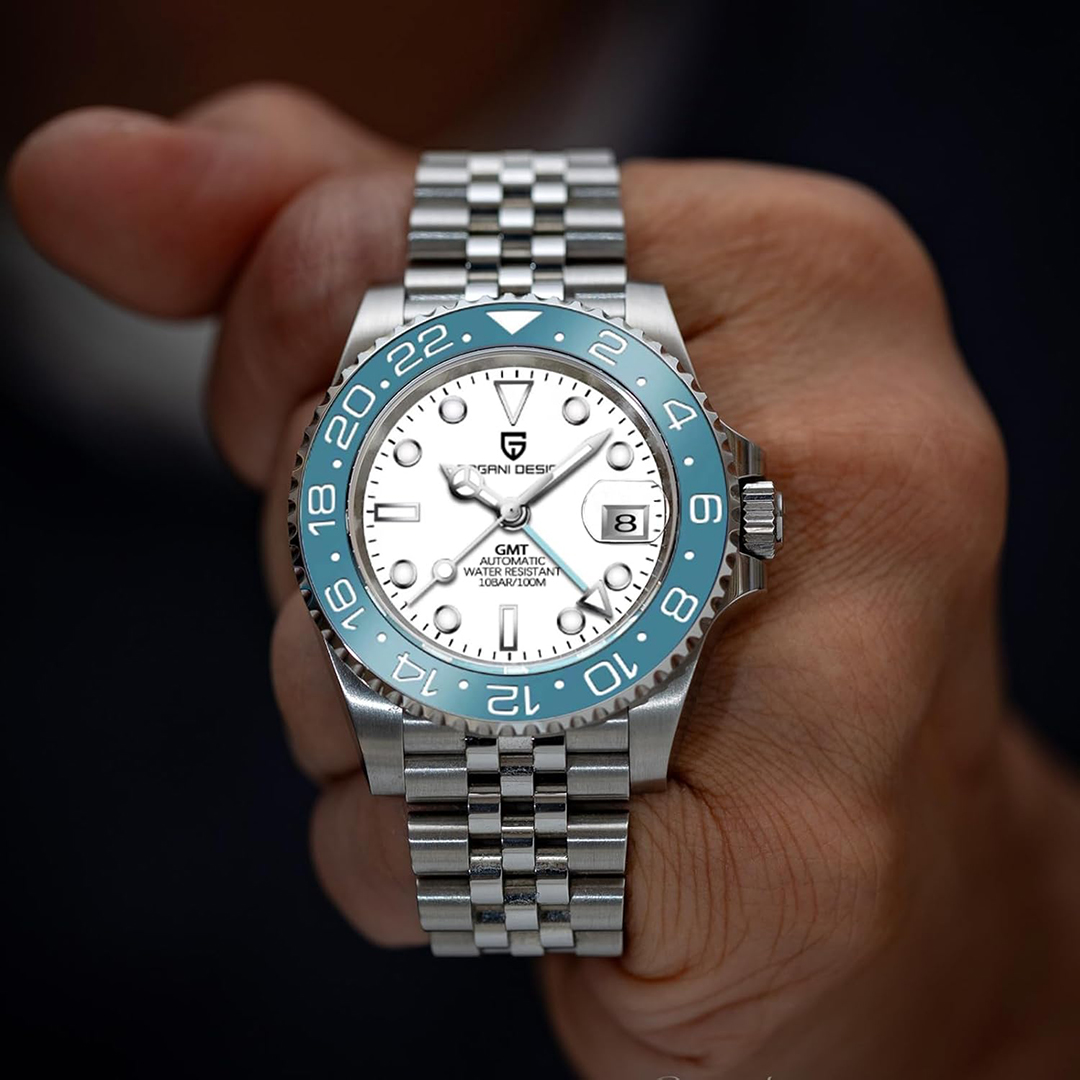 PAGANI DESIGN PD-1662 Men's Watches Automatic GMT Mechanical Stainless Steel Waterproof Wrist ...