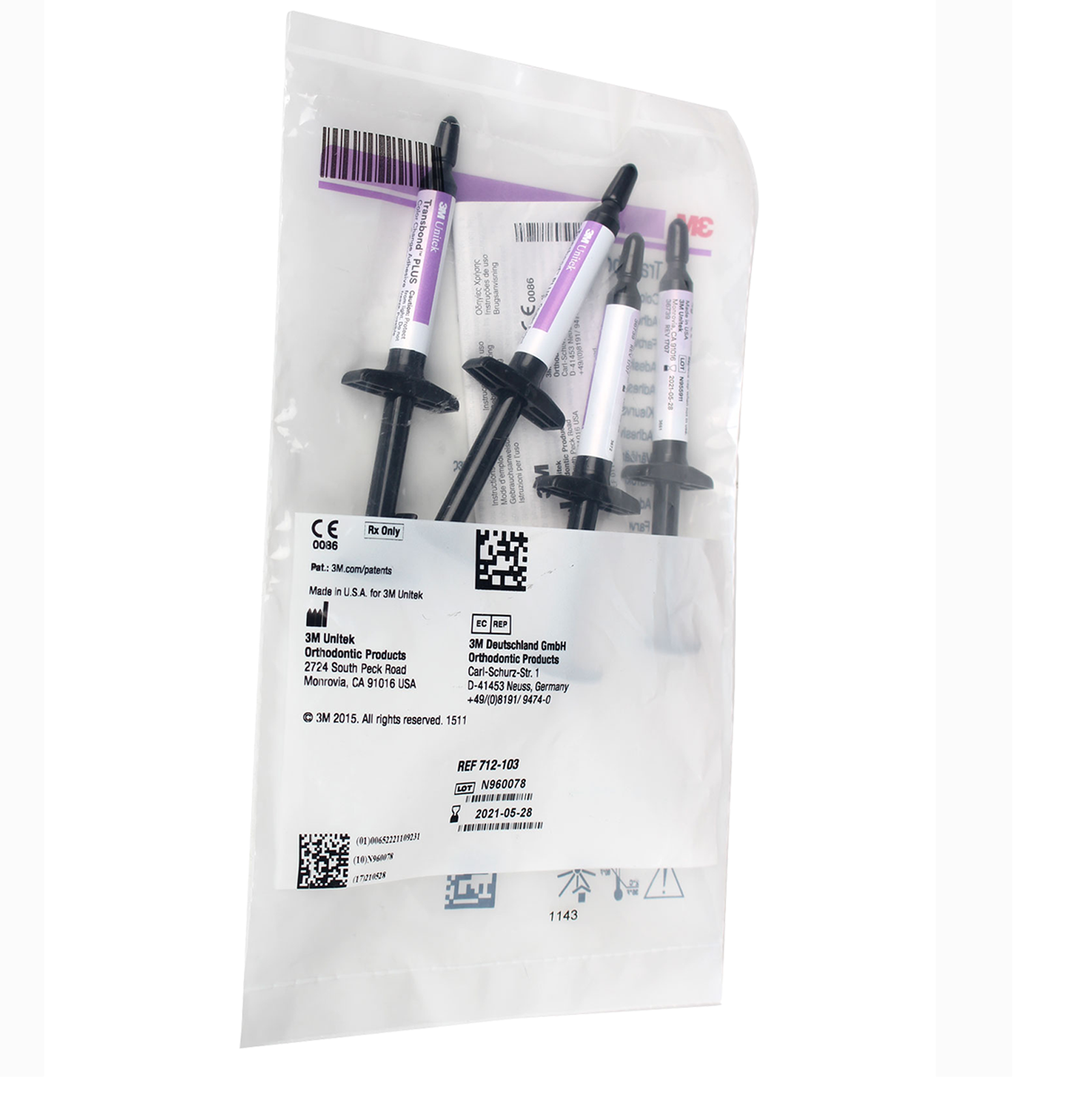 3M Transbond Plus Color Change Adhesive Refill, 712-103, Syringe, 4 g ...