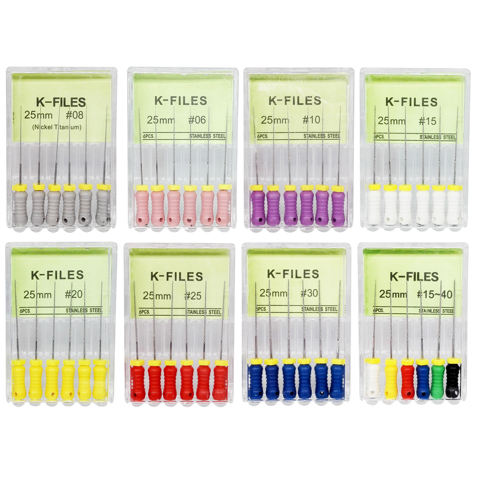 Dental Stainless Steel Hand Use Endo Root Canal Endodontic K-Files 6Pcs ...