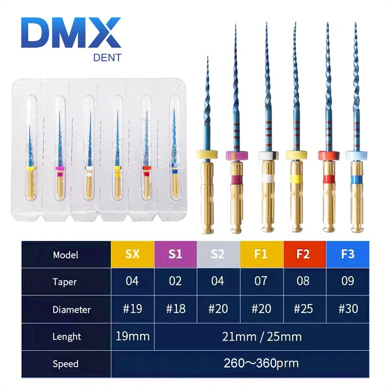 DMXDENT Dental Protaper PT-Blue Heat Activated Niti Endodontic Root Rotary Canal Files LED ENDO ...