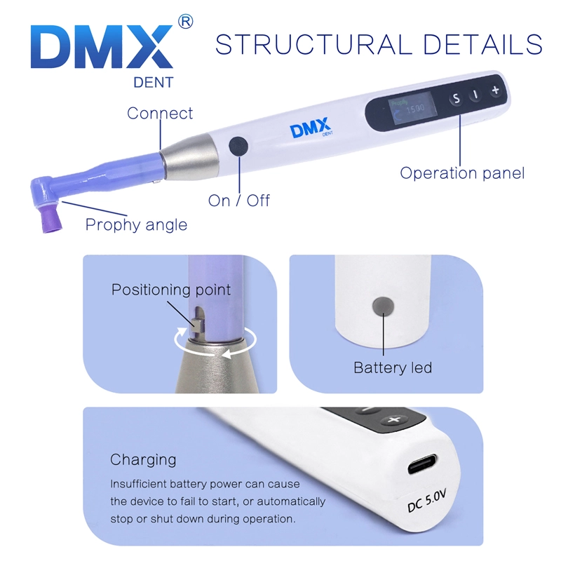 DMXDENT Dental Portable Hygiene Handpiece Cordless Rechargeable Prophy Motor