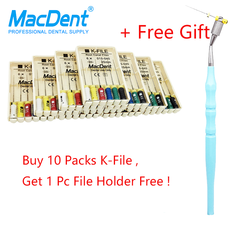 MacDent Yellow Dental Endo Endodontics Hand Use Root Canal K-File + Free Gift