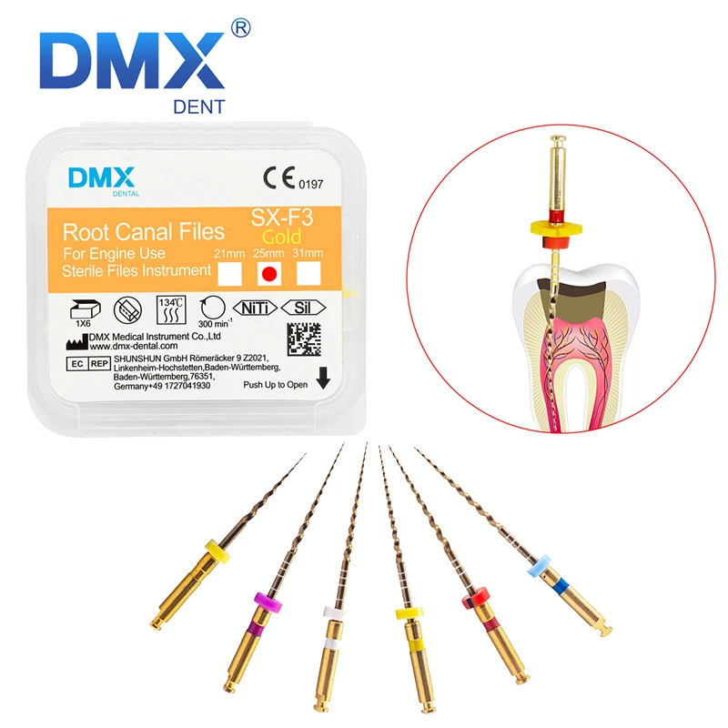 DMXDENT Dental Root Canal Gold Taper NITI Files Endodontic Rotary