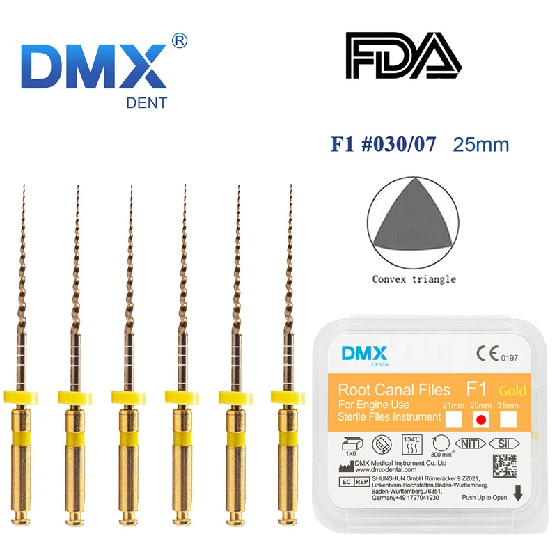 DMXDENT Dental Root Canal Gold Taper NITI Files Endodontic Rotary