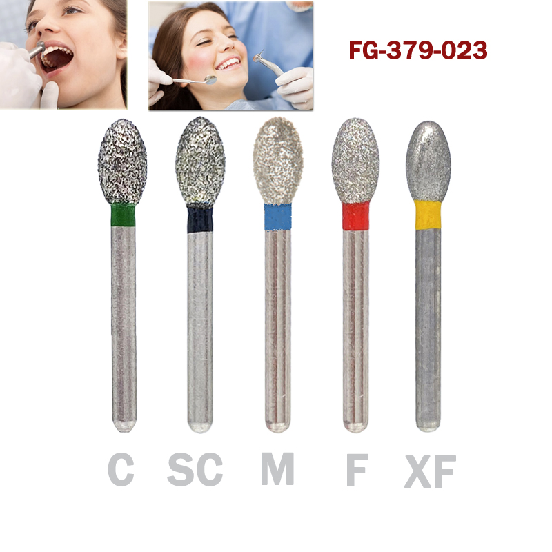 FG 379-023 C/SC/XF Dental Diamond Burs Egg Football Grit High Speed Bur ...