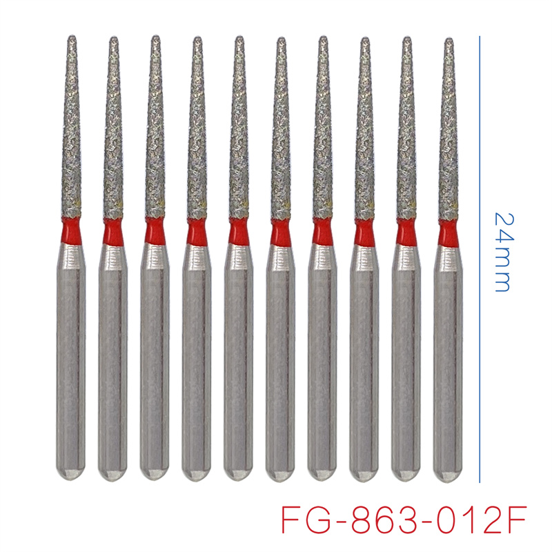 Dental Diamond Burs FG Flame 863/012F Fine Grit For High Speed Handpiece
